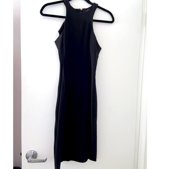 Zara | Dresses | Zara Bodycon Back Zipper Gold Tone Curve Hugging Sexy ...